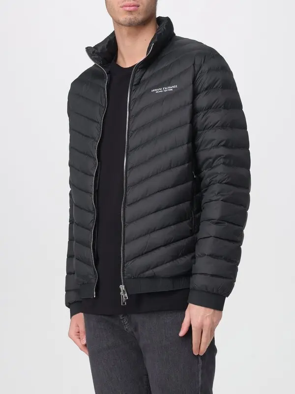 Armani Exchange Quilted Bomber Jacket With Stand Collar