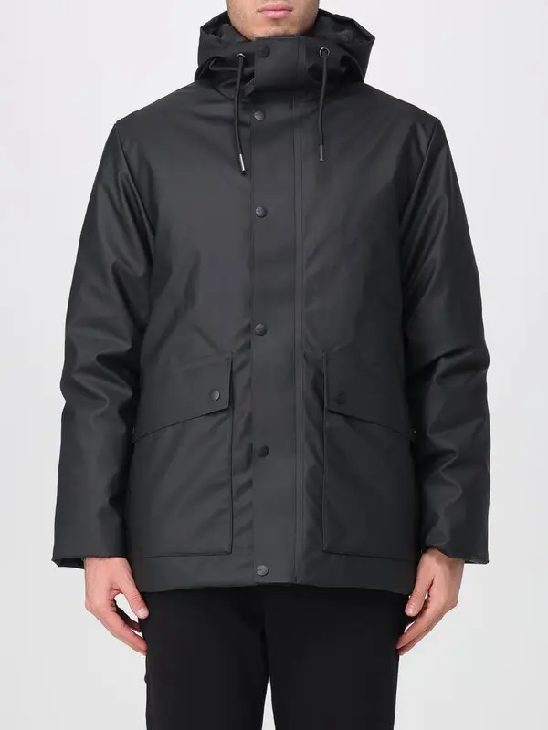 Rains Waterproof Jacket With Drawstring Hood - Black