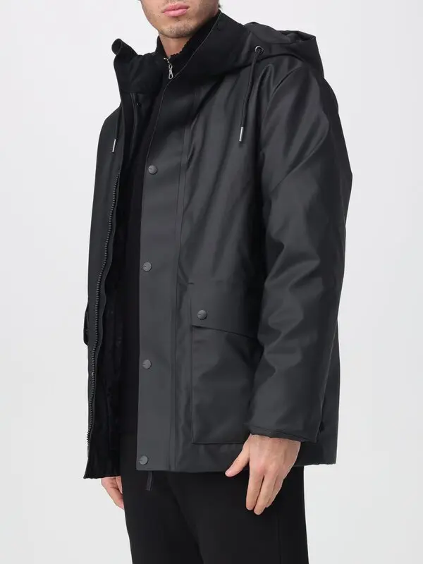 Rains Waterproof Jacket With Drawstring Hood - Black