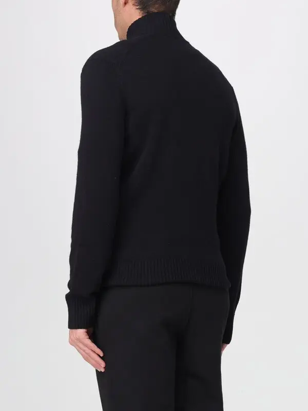 Lacoste Zip-up Sweater With Mock Neck - Black