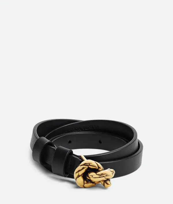 BOTTEGA  VENETA Knot Detail Leather Belt - Black