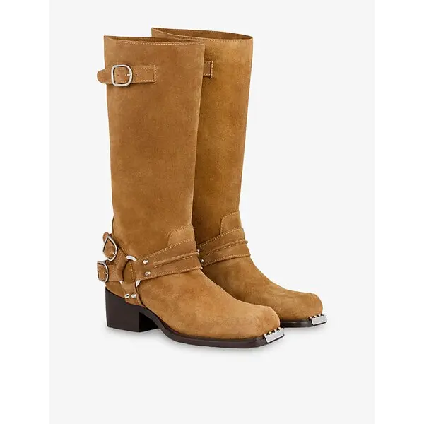 Sandro Buckle Suede Knee-high Boots