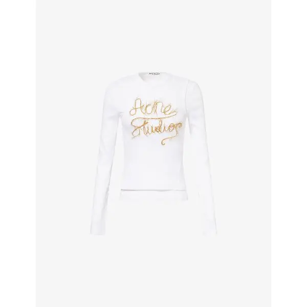 Acne Studios Embroidered-logo Overlay Stretch-cotton Top