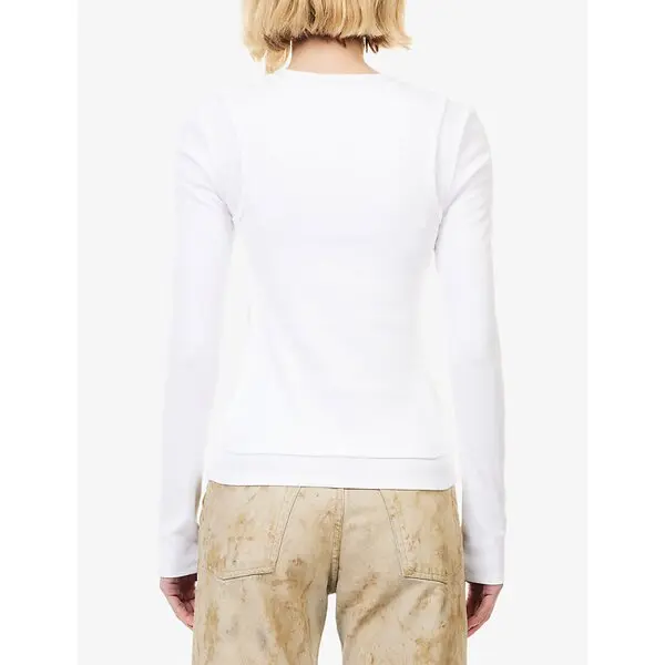 Acne Studios Embroidered-logo Overlay Stretch-cotton Top