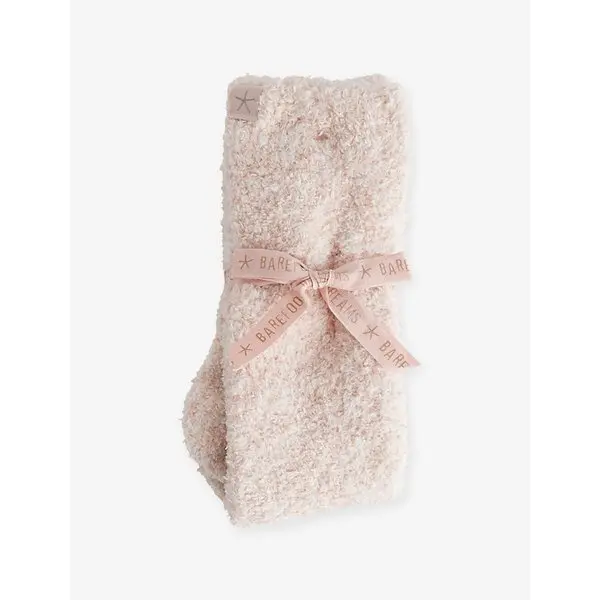 Barefoot Dreams Cozychic Woven Socks - Dusty Rose White