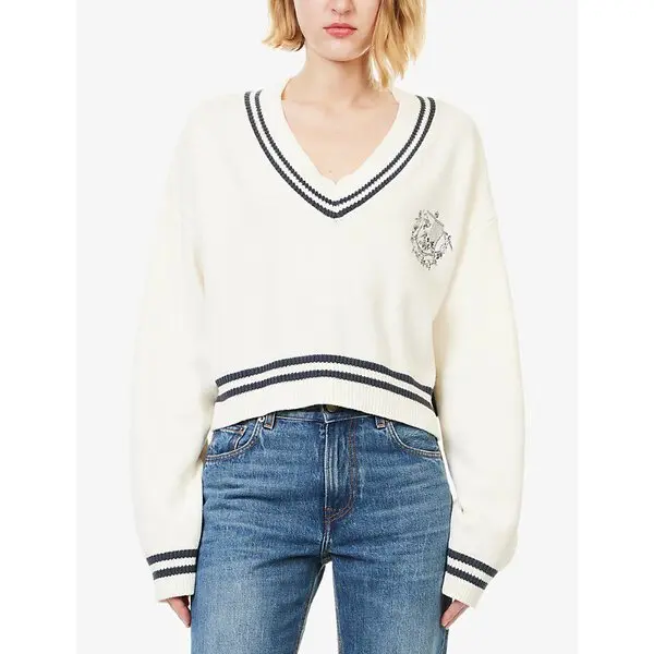 L.A-SPACE Romy Varsity Crop Knitted Jumper