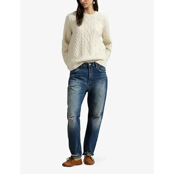 Polo Ralph Lauren Yankees Cable-knitted Wool-blend Jumper