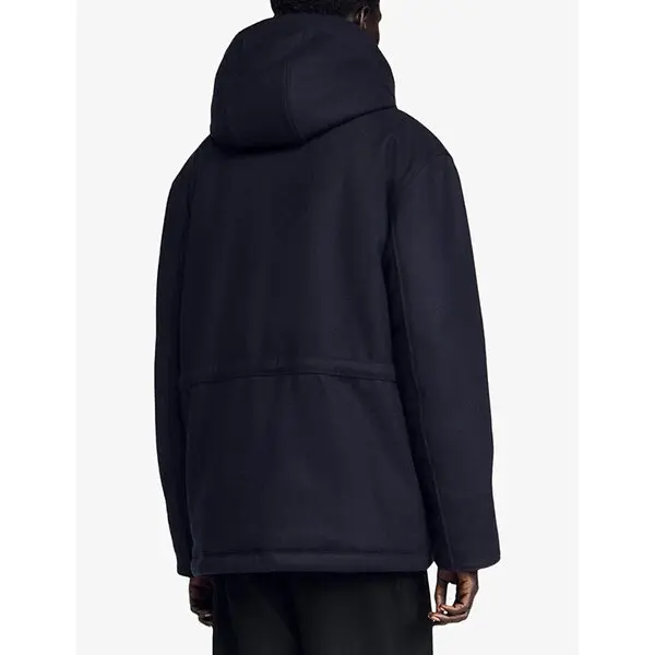 Sandro Hooded Drawstring-waist Wool And Cashmere-blend Parka
