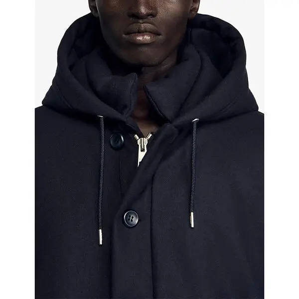 Sandro Hooded Drawstring-waist Wool And Cashmere-blend Parka
