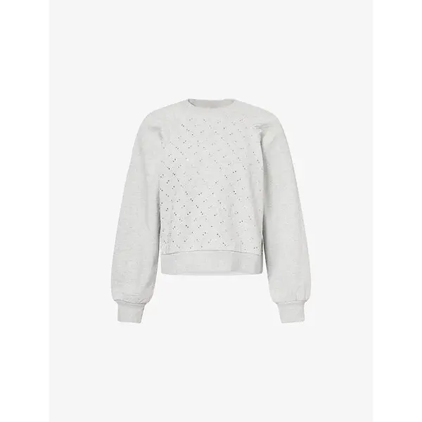 Paige Tricia Crystal-embellished Cotton Sweatshirt - Heather Grey