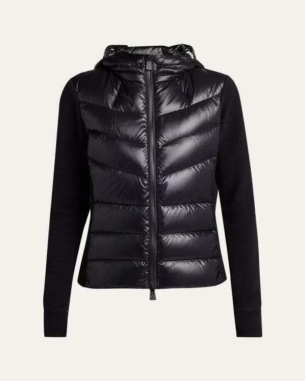 Moncler Padded Zip-up Hoodie Cardigan - Black