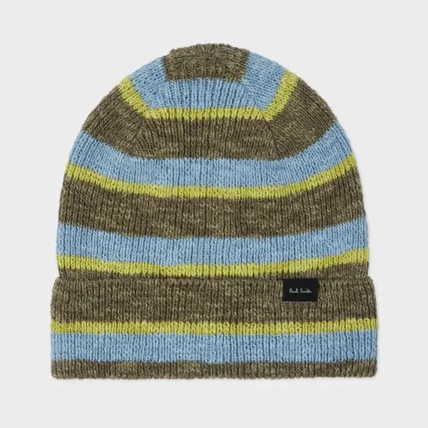 Paul Smith Stripe Beanie Linen-cotton - Brown