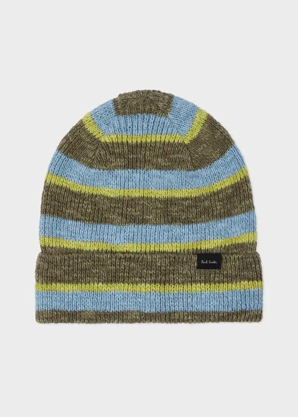 Paul Smith Stripe Beanie Linen-cotton - Brown