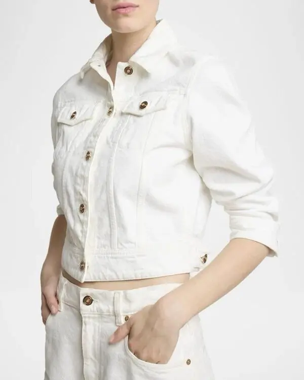 Gabriela Hearst Adira Cropped Denim Jacket - White