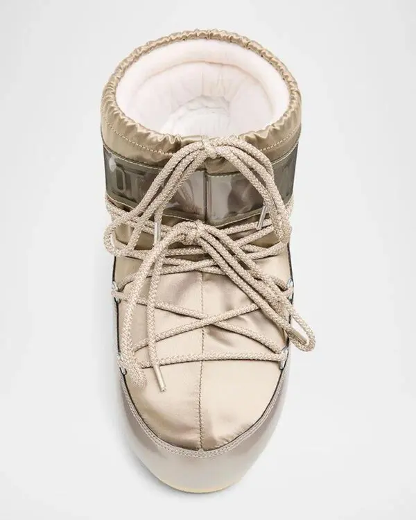 Moon Boot Icon Glance Satin Low Snow Boots - Gold