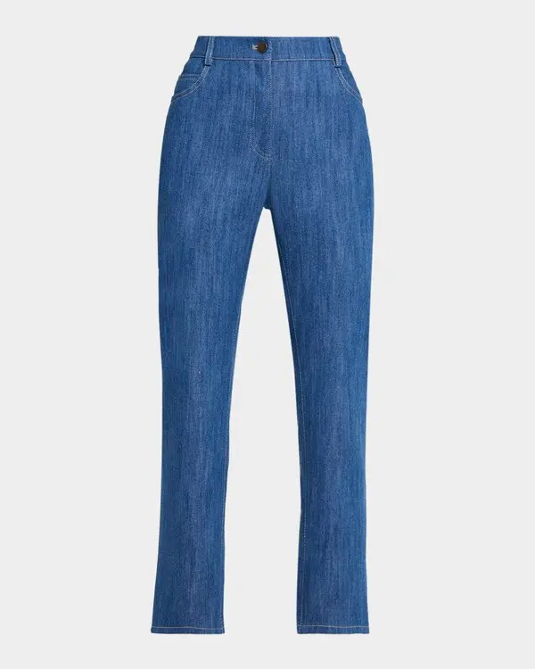 Akris Maru Straight-leg Stretch Denim Pants - Medium Blu