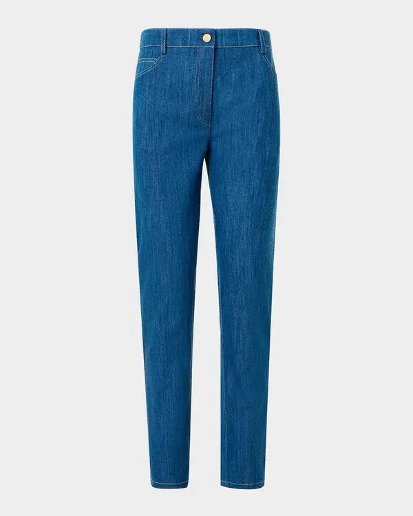 Akris Maru Straight-leg Stretch Denim Pants - Medium Blu