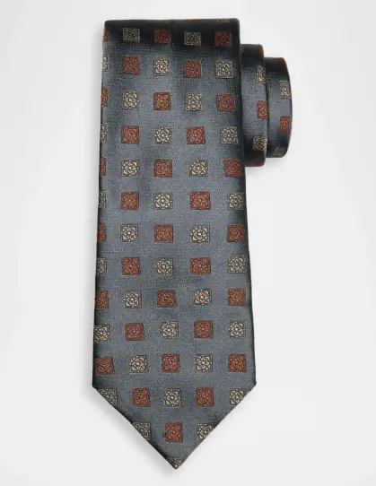 Brunello Cucinelli Geometric Print Silk Tie - Cnd90 Grey