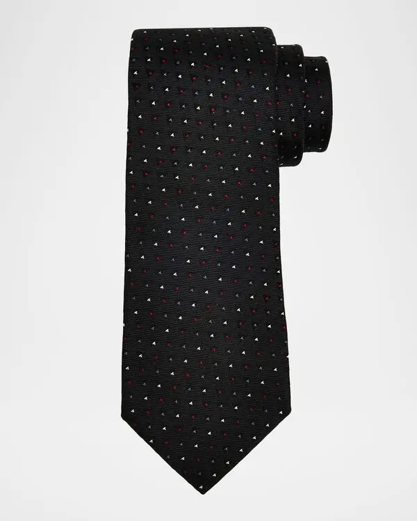 Brunello Cucinelli Triangle Print Silk Tie - Cuf58 Blac
