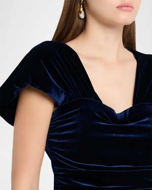 Chiara Boni La Petite Robe Vesina Peplum Velvet Column Gown