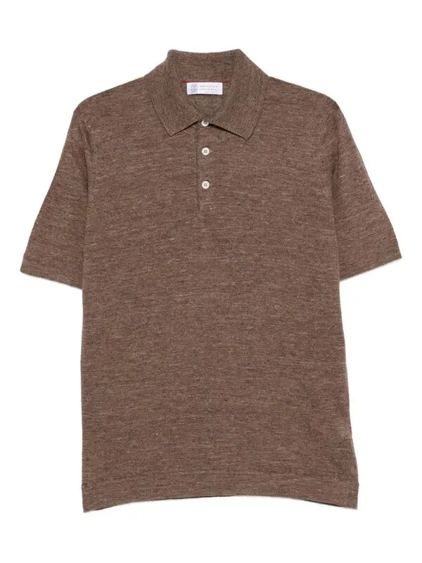 Brunello Cucinelli Linen And Cotton Blend Polo Shirt - Beige