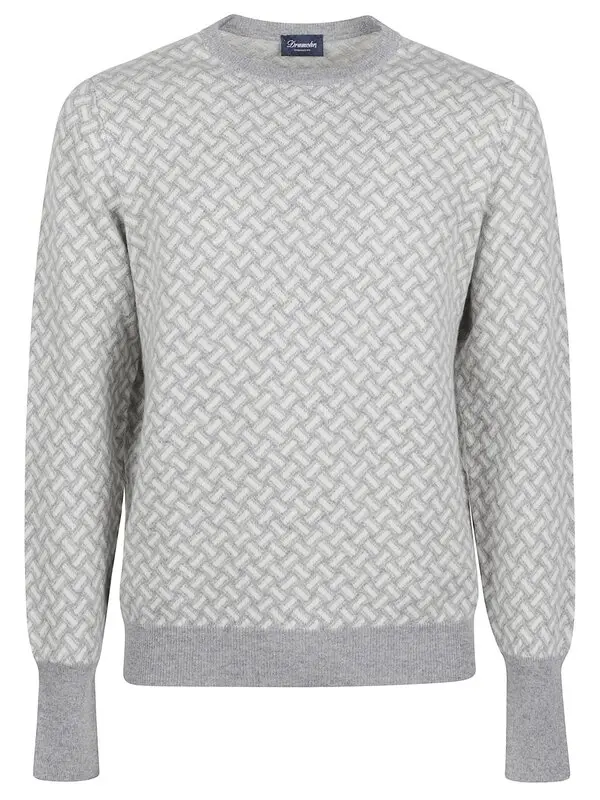 DRUMOHR Round Neck Long Sleeve Sweater - Grey