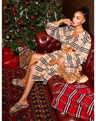 Burberry Merino Wool Cashmere Check Robe