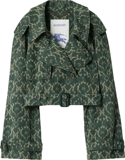 Burberry Cropped Baroque Viscose Blend Trench Jacket