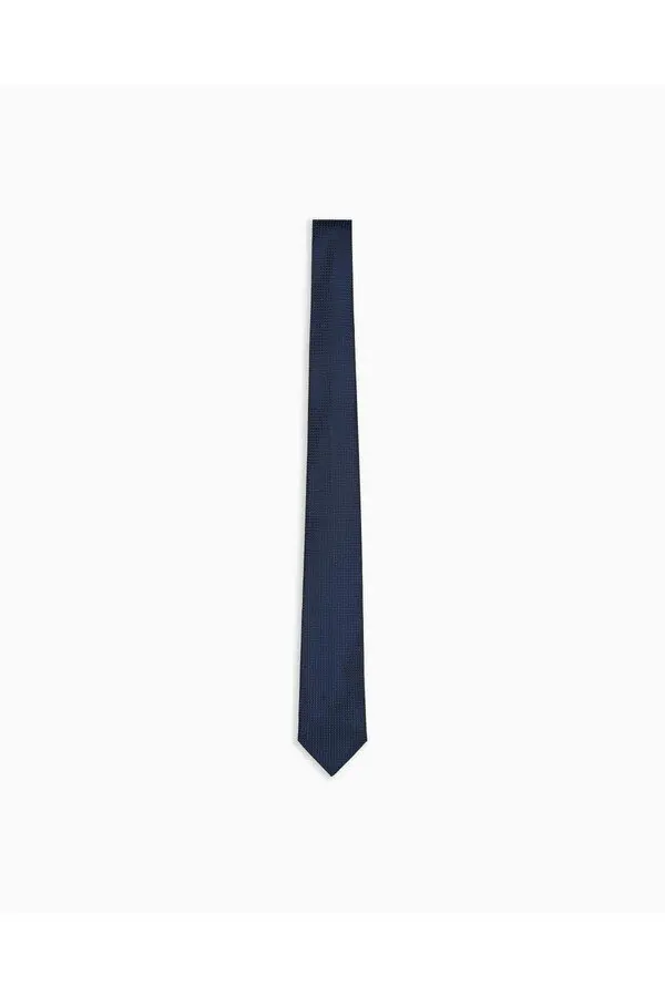 Emporio Armani Textured Pure Silk Tie - Navy