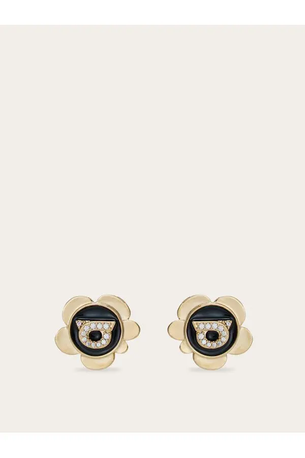 FERRAGAMO Gancini Charm Stud Earrings - Black