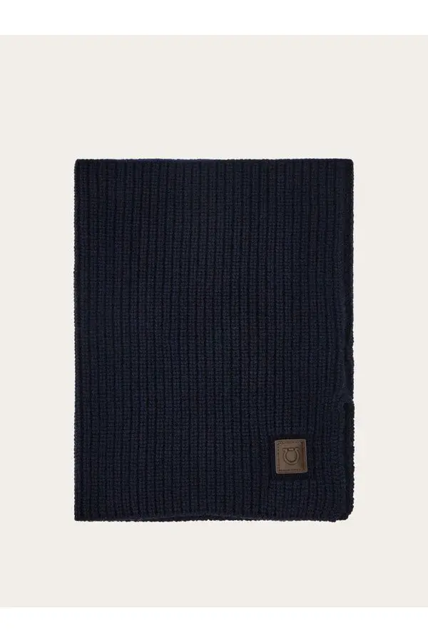FERRAGAMO Ribbed Cashmere Blend Collar - Navy