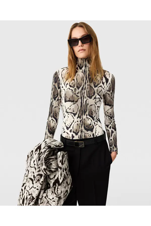 Stella McCartney Cloud Leopard High-neck Bodysuit - Red