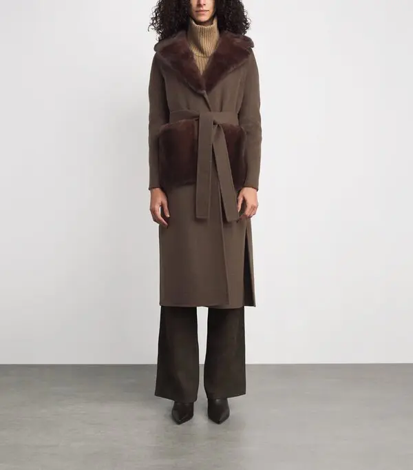 YVES SALOMON Double-faced Cashmere Long Coat With Mink Fur Pockets And Collar
