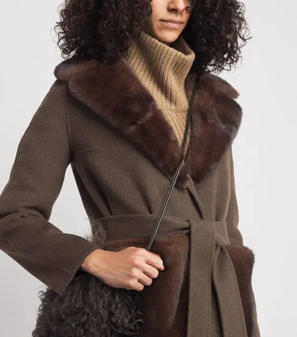 YVES SALOMON Double-faced Cashmere Long Coat With Mink Fur Pockets And Collar
