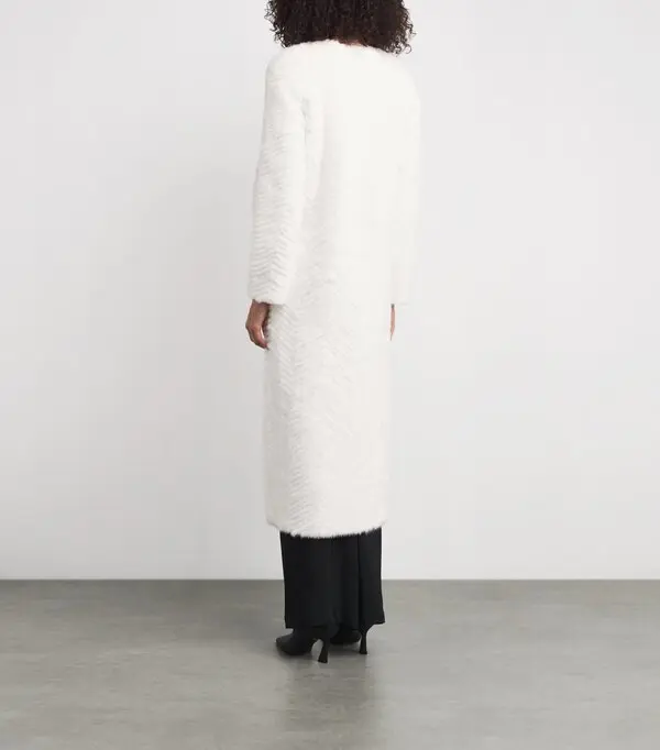 YVES SALOMON Mink-wool Herringbone Long Coat