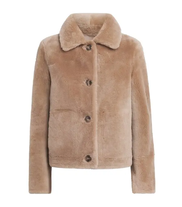 YVES SALOMON Shearling Pea Coat - Beige