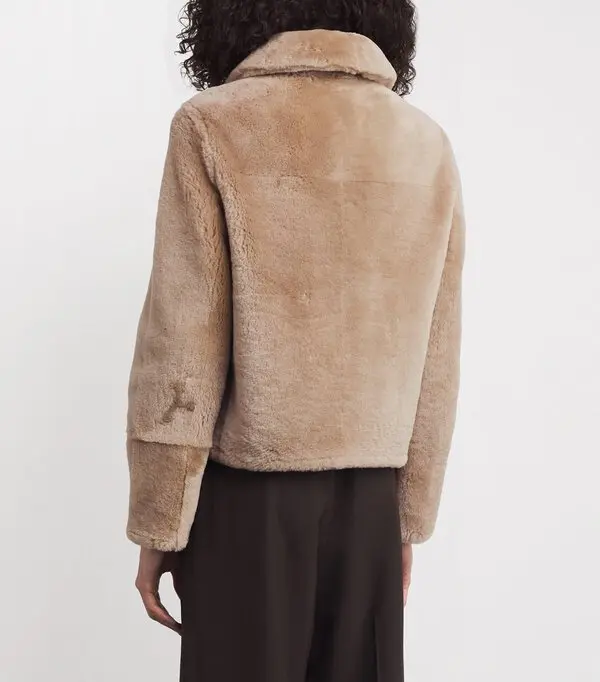 YVES SALOMON Shearling Pea Coat - Beige