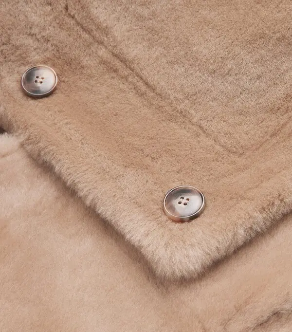 YVES SALOMON Shearling Pea Coat - Beige