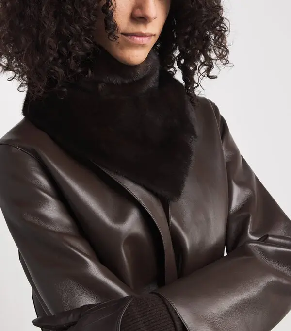 YVES SALOMON Mink-leather Bandana