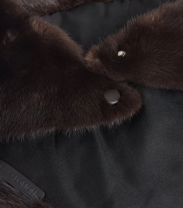 YVES SALOMON Mink-leather Bandana