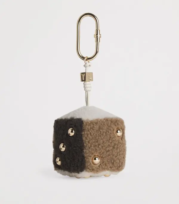 YVES SALOMON Merino Shearling Dice Keyring