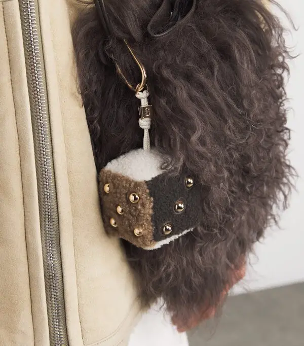YVES SALOMON Merino Shearling Dice Keyring
