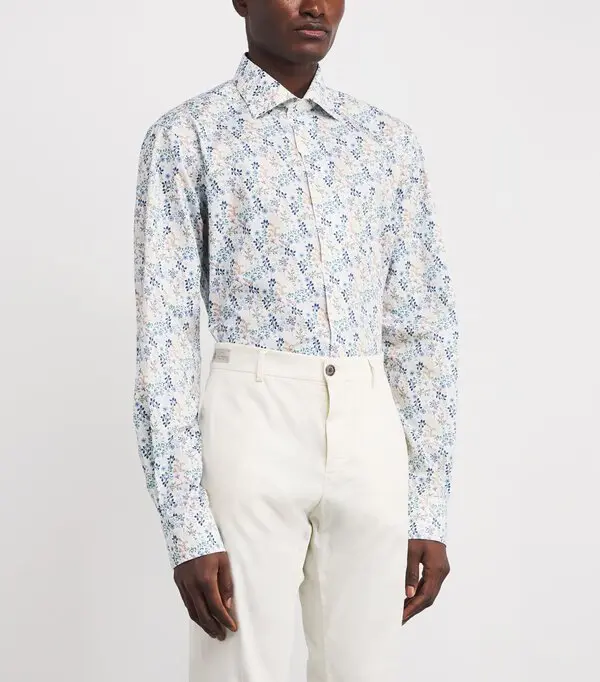 Eton Cotton Twill Printed Contemporary Fit Shirt