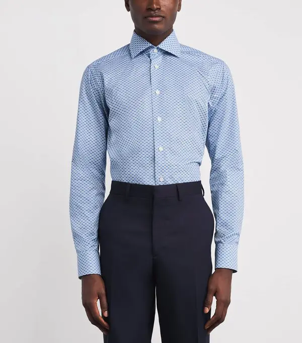 Eton Cotton Twill Print Slim Shirt