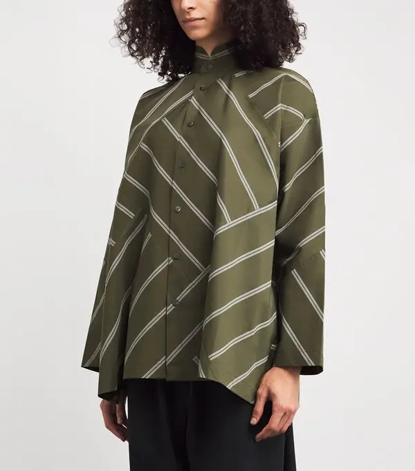 Eskandar Slim Double Stand-collar Shirt - Green