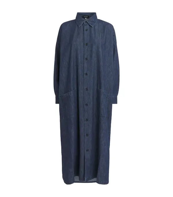 Eskandar Denim Side-seam Midi Shirt Dress
