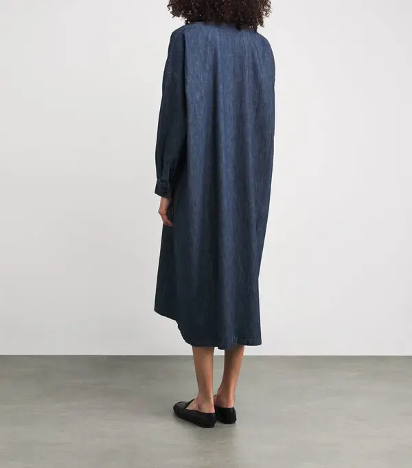 Eskandar Denim Side-seam Midi Shirt Dress