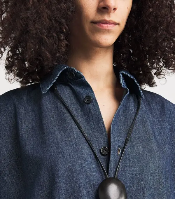 Eskandar Denim Side-seam Midi Shirt Dress