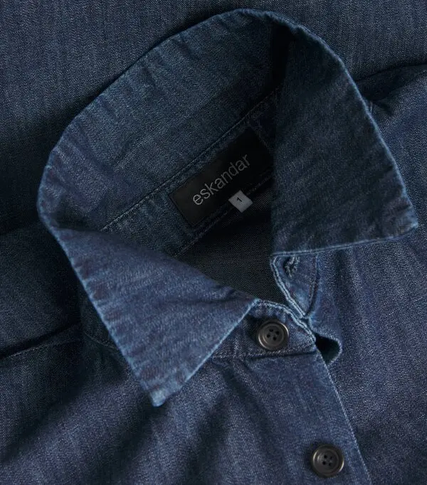 Eskandar Denim Side-seam Midi Shirt Dress
