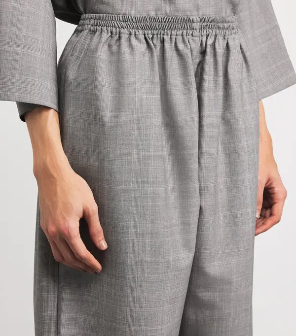 Eskandar Virgin Wool Check Japanese Trousers